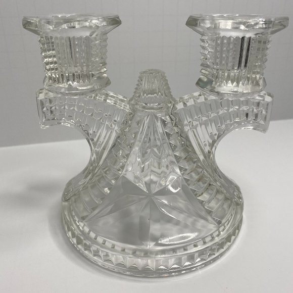 Accents | Vintage Pressed Glass Etched Art Deco Double Sided Candle ...